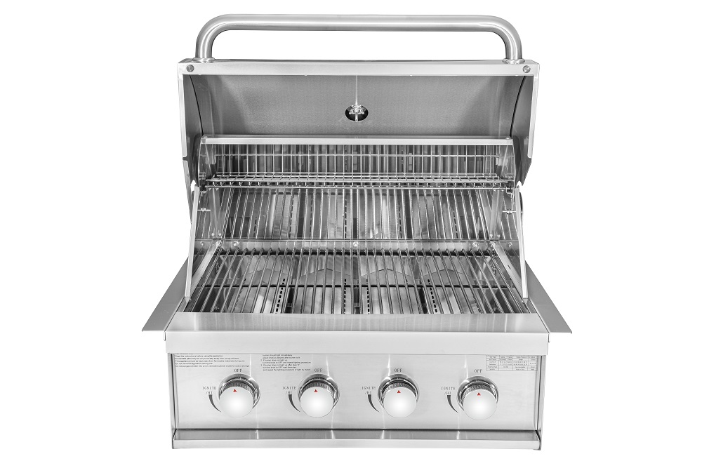 Built-In 4 Burner Gas Grill 90° Panel | Stainless Outdoor Kitchen BBQ ...